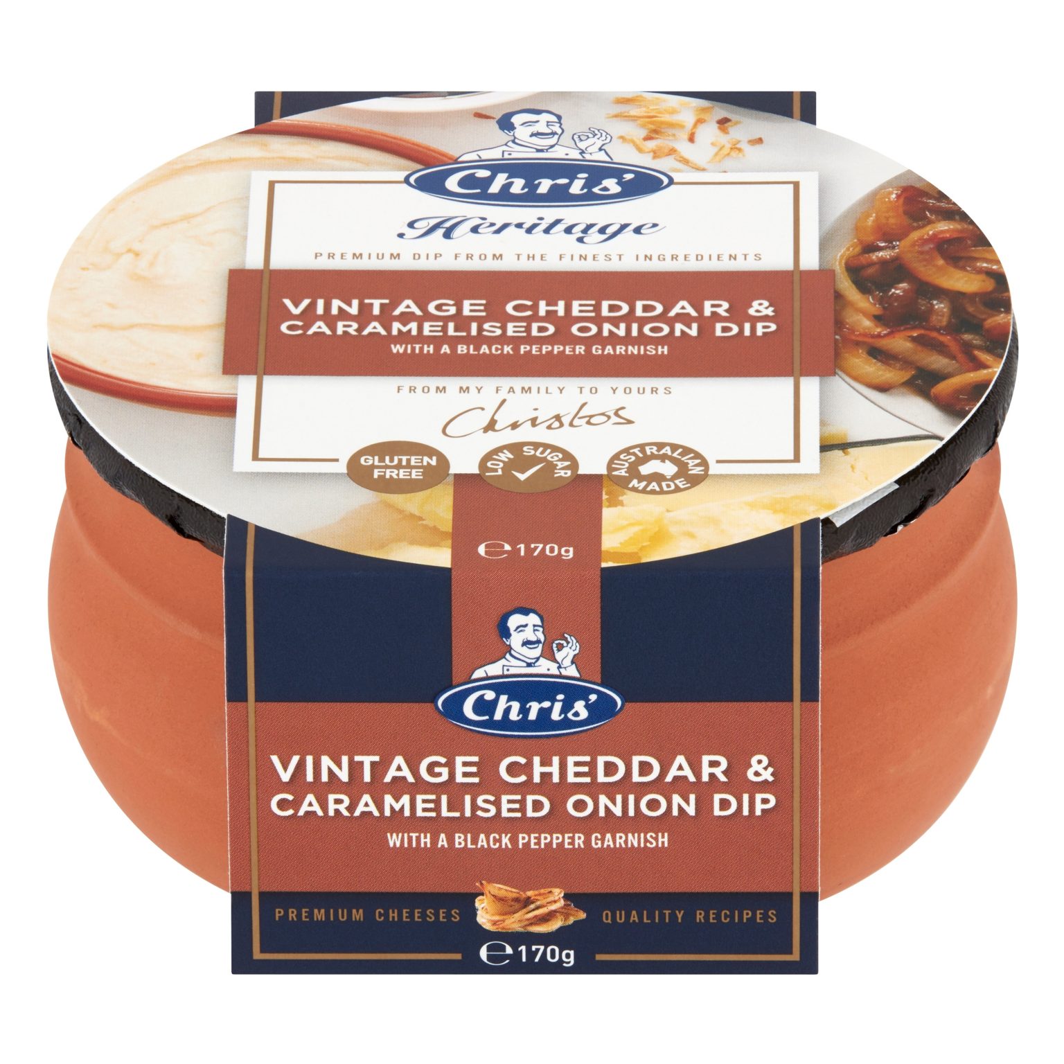 Chris' Vintage Cheddar Caramelised Onion 170g - Kaiser Foods